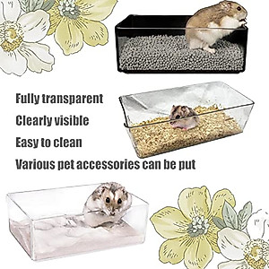 Hamster Sand Bath Box Transparent Acrylic Bathroom Small Animal Cleaning Supplies Dust Removal Bathtub Bathing Container for Hamster Gerbil Sugar Glider (2 Pcs)