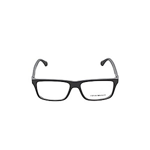 Emporio Armani EA 3034 5229 Rubber Black & Grey Plastic Square Eyeglasses 55mm