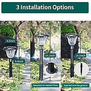 Gulliva Solar Pathway Outdoor Lights, 4 Pack Tall and Large Solar Garden Lights Outdoor Waterproof with Warm White Color, Sunshine Pattern, Breathing Mode for Yard/Patio/Pathway/Walkway/Driveway