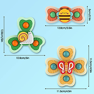 MANMI TOP,3pcs【2021 Upgraded】 Spinning Baby Toy with Section Cups,Suction Cup Spinner Toy,