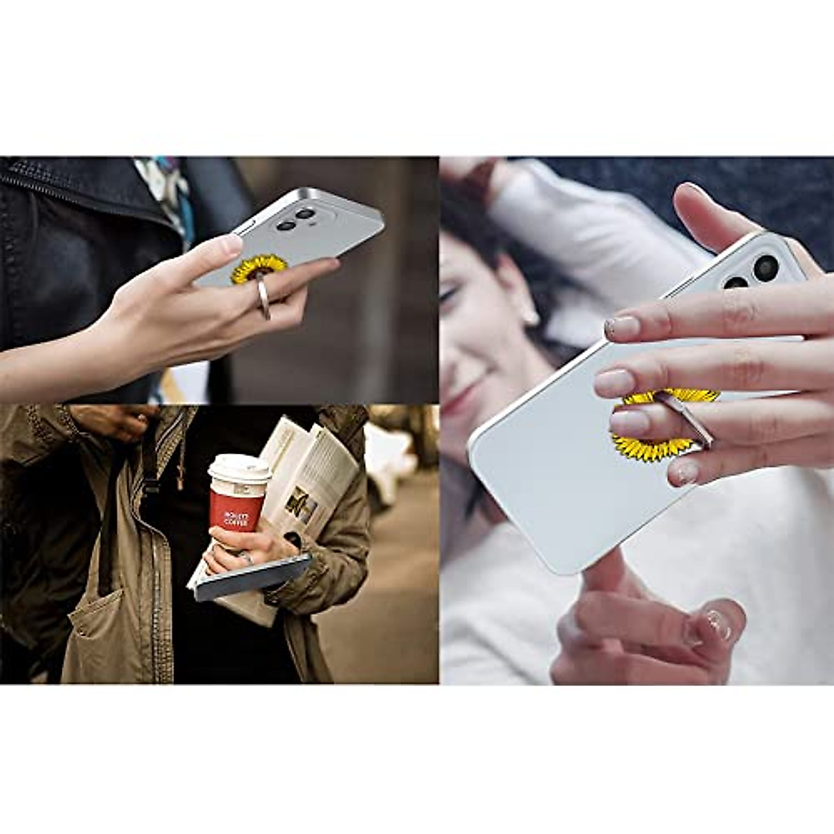 Bonoma 3 Pack Cell Phone Ring Holder, 360° Rotation Universal Stylish Finger Kickstand with Metal Phone Ring Grip for Smartphone (Flower)