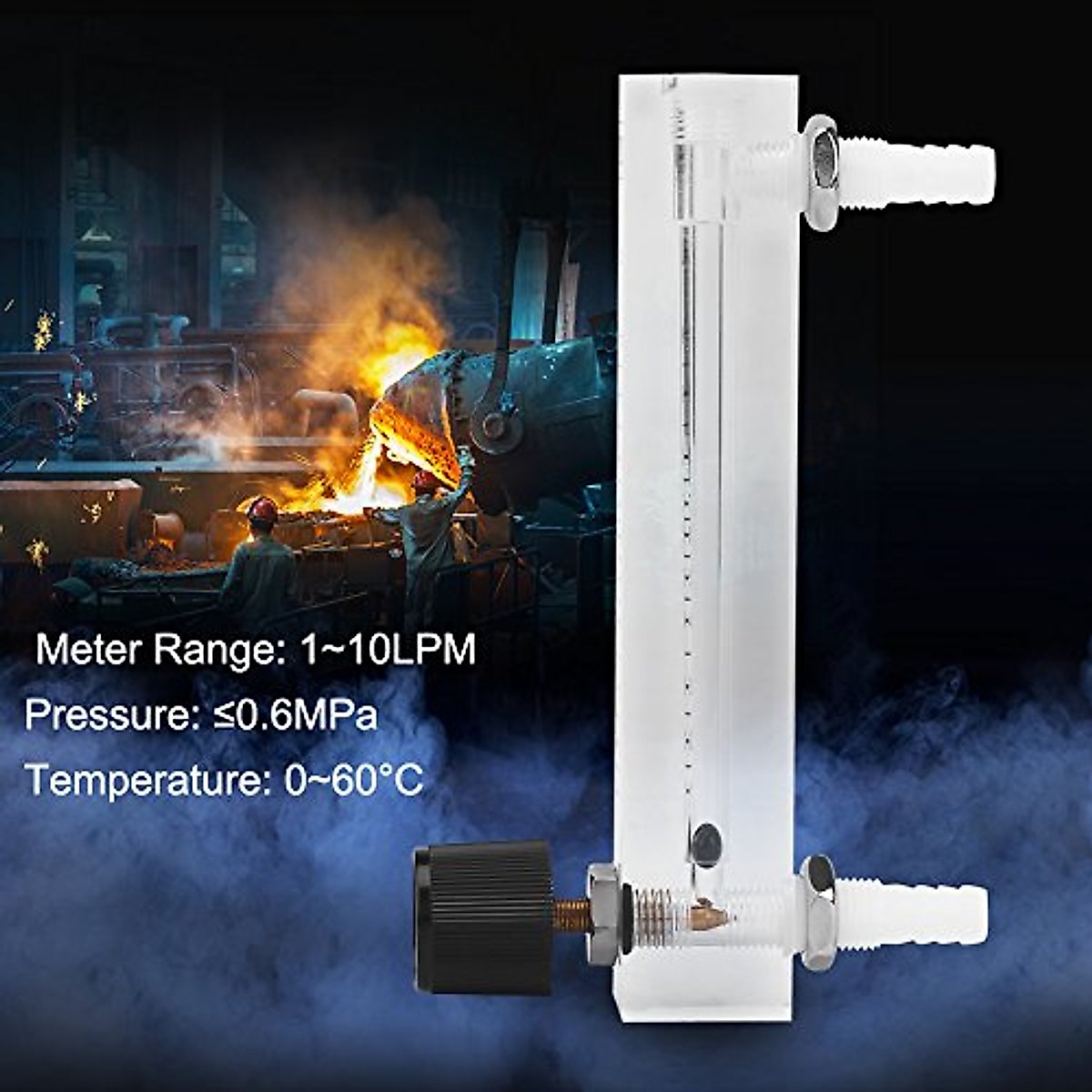 LZQ-7 Flowmeter 1-10 LPM, Air Flow Meter with Control Valve Acrylic Oxygen/Air/Gas Flowmeter Measurement Tools