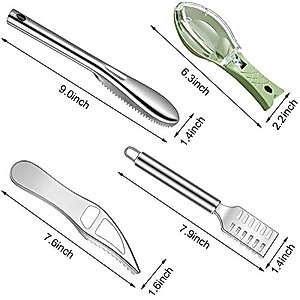 4 Pieces Stainless Steel Fish Scale Remover Cleaner Kitchen Fish Scaler Fish Skin Graters Cleaning Peeler Scaler Scraper with Bottle Opener for Kitchen Fish Cleaning Tools