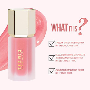 KIMUSE Soft Cream Blush Makeup, Liquid Blush for Cheeks, Weightless, Long-Wearing, Smudge Proof, Natural-Looking, Dewy Finish