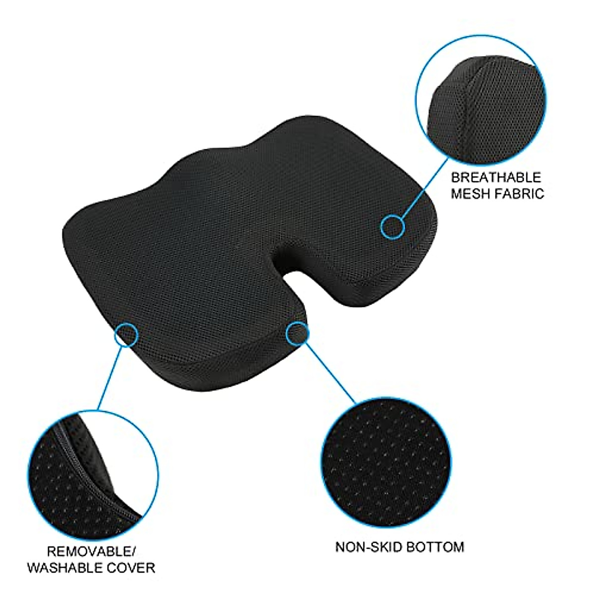 Gooeap Seat Cushion Car Office Chair Cooling Gel Seat Cushion- Memory Foam Gel-Enhanced, Ergonomically & Large Designed Pillow for Sciatica, Tailbone, Coccyx Back Pain,for Office Chair, Wheelchair,Car