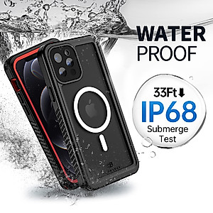 BEASTEK for iPhone 12 Pro Max Waterproof Case, FSN Series IP68 Magnetic Shockproof Case with Built-in Screen Protector and MagSafe Protective Cover, iPhone 12 Pro Max 6.7 inch (Red)