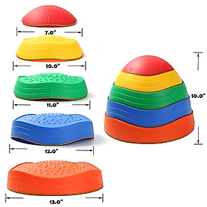 Juoe 5Pcs Stepping Stones for Kids,Non-Slip Plastic Toddler Balance River Stones for Promoting Children's Coordination Skills Obstacle Courses Sensory Toys for Toddlers Indoor or Outdoor Play