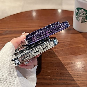 MANLENO Deep Purple Glitter iPhone 14 Pro Max Case with Built-in Camera Protector - Slim Shockproof Full-Body Protection