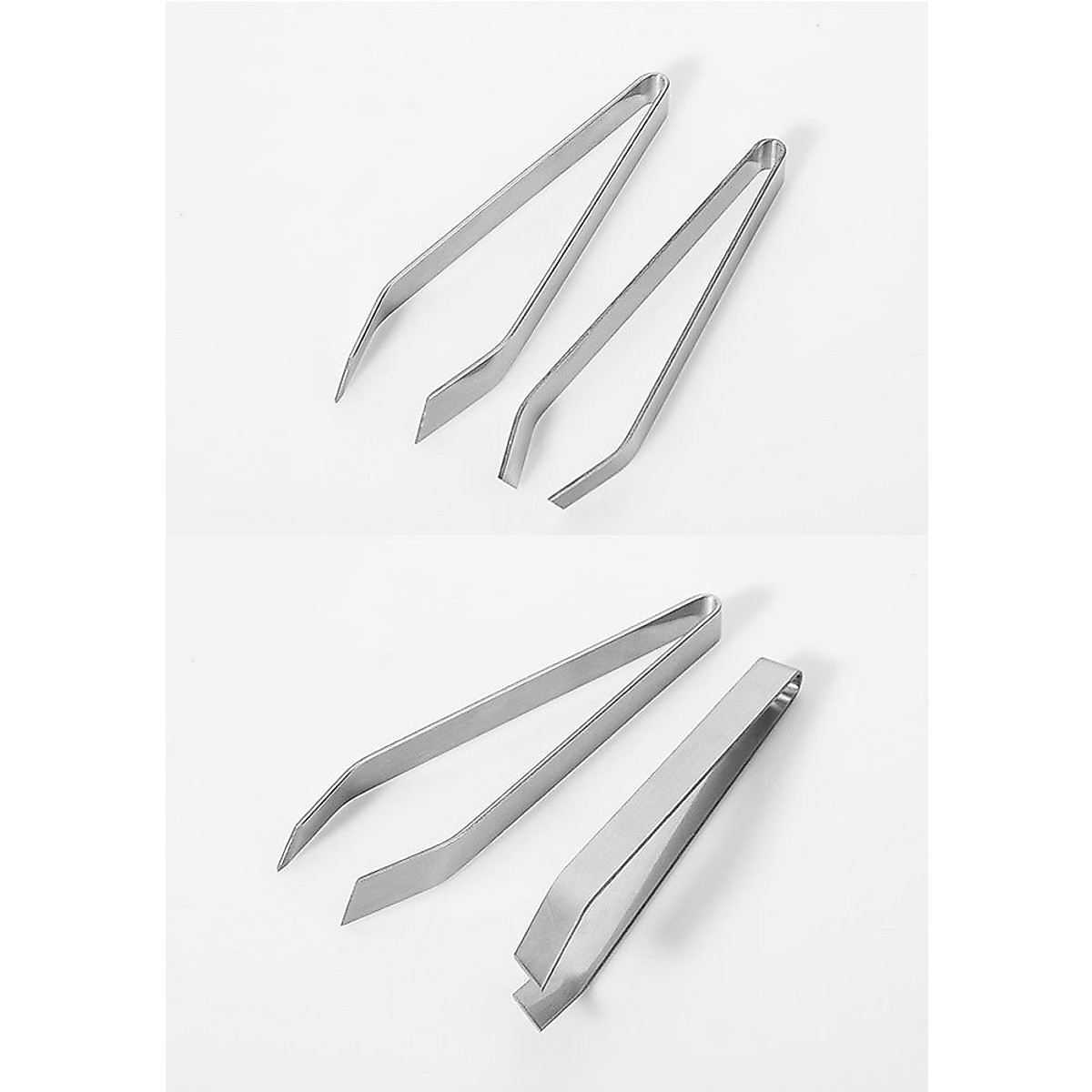 Daycount® Pack of 2 Fish Bone Tweezers, Chicken Feather Tweezer Stainless Fishbone Picker, Clean Tongs Salmon Bone Removal Durable Dishwasher Safe 4.7''
