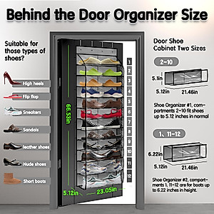 Kotkn Over the Door Hanging Shoe Organizer, 12 Slotted Clear Large Pockets, Hanging Hanging Shoe Organizer, Reusable - Shoe Organizer. Shoe organizer shoe rack for adults, children, babies (Gray)