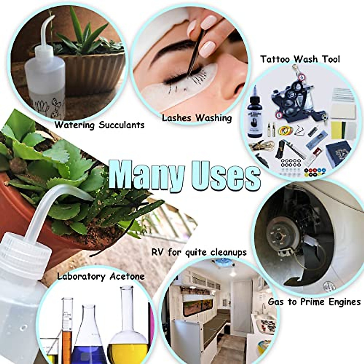 Valchoose Plastic Squeeze Bottle Leak Proof, 250ml | 8.5oz White Wash Bottle Chemical, LDPE, Safety, Medical with Narrow Mouth Scale Labels for Succulent Tattoo Label Watering (1 Bottle)