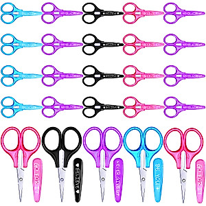 Detail Mini Craft Scissors Set Stainless Steel Scissors with Protective Cover Straight Tip Sewing Small Scissors for Crafting Facial Hair Trimming Travel School DIY Projects (Vivid Color, 25 Pcs)