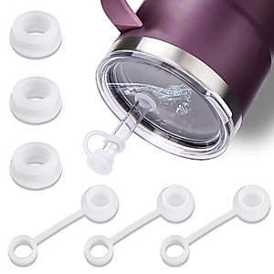 AIERSA 3Pcs Spill Stopper for YETI Cup Straw Lid, and 3Pcs Straw Cover Cap Toppers Suitable for Yeti Cup Accessories for 20, 16, 24, 25, 26, 35,42 oz Tumbler, Silicone, Leak Proof