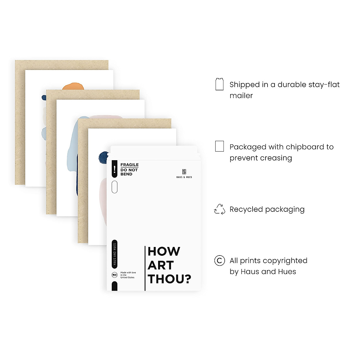 HAUS AND HUES Abstract Painting - Set of 3 Modern Abstract Wall Art, Boho Art Wall Decor, Abstract Artwork, Neutral Wall Art, Abstract Art, Minimalist Wall Art, Abstract Decor (Framed Black 12x16)