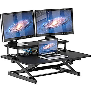SHW 36-Inch Height Adjustable Standing Desk Sit to Stand Riser Converter Workstation, Black