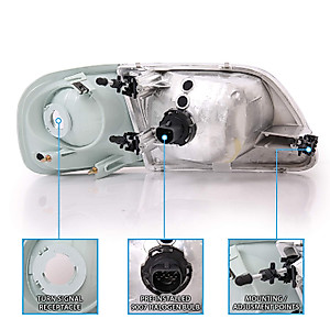 AmeriLite Replacement Crystal Halogen Car Headlights with Corner Parking Set For Ford F150 F-150 Harley Lighting - Driver and Passenger, Vehicle Light Assembly, Chrome