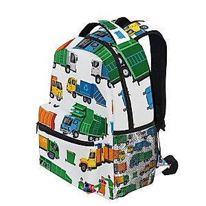 Travel Laptop Backpack Daypacks, Garbage Trucks College School Computer Bag Bookbag for Women & Men Outdoor Camping&Fits Up to 14-inch Notebook