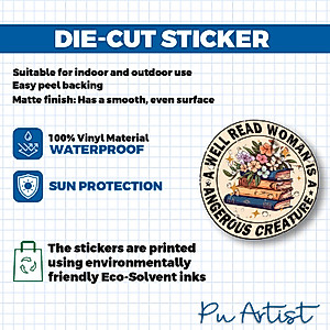 Feminist Sticker Feminism A Well Read Woman is A Dangerous Creature V1 Vinyl Die Cut Sticker for Car Laptop Phone Water Bottle Guitar Helmet Gift Idea Merchandise Decor Decal Stuff