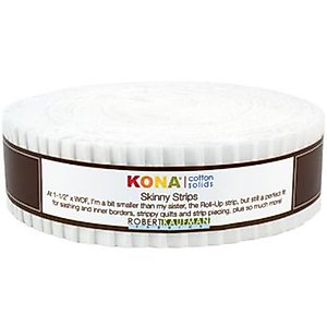 Robert Kaufman SS-102-40 40 Piece Skinny Strips Kona Cotton Solid Fabric, White , Ash