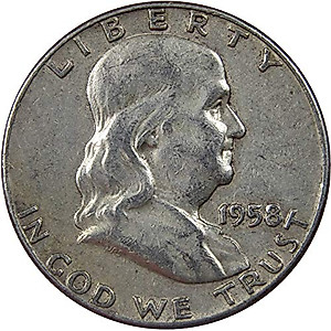 1958 Franklin Half Dollar VF Very Fine 90% Silver 50c US Coin Collectible