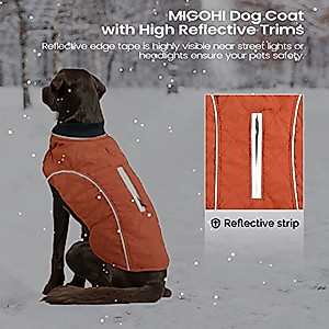 MIGOHI Dog Jacket for Winter, Windproof Dog Coat with Reflective Trims for Cold Weather, Warm Dog Winter Coats Padded Dog Puffer Jackets for Small Medium Large Dogs, Orange XXXL