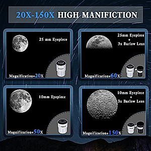 LUXUN Telescope for Adults Kids, 80mm Aperture 500mm Refracting Telescope for Astronomical Beginners - Travel Portable Telescope with Phone Adapter Wireless Remote Carry Bag