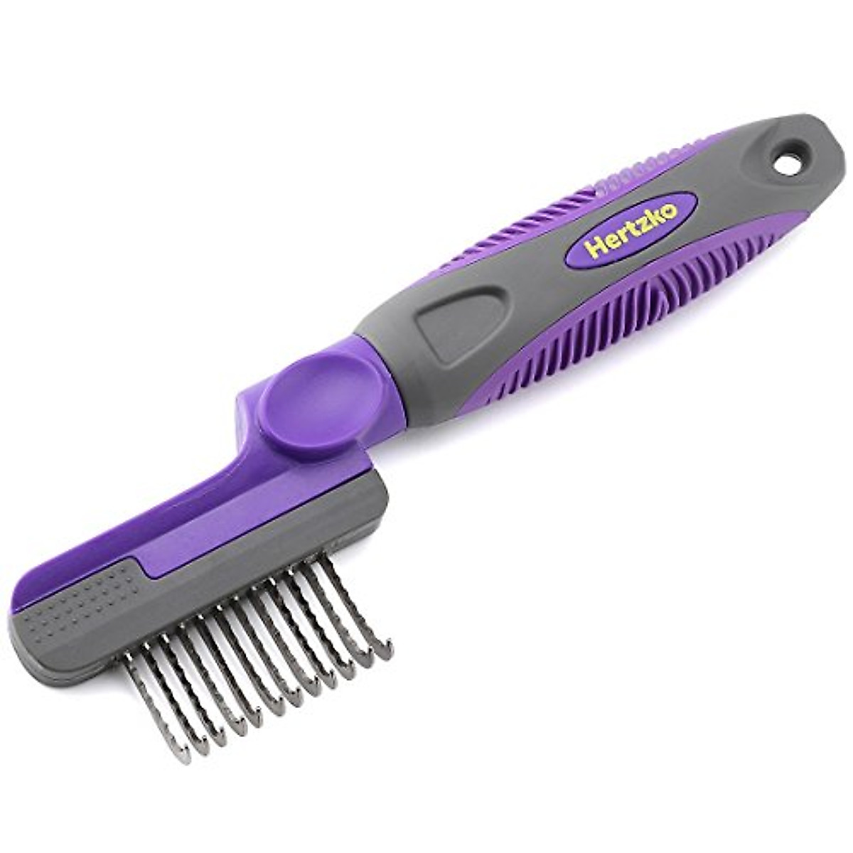 Hertzko Dematting Brush Comb - Safety Edges for Removing Dead, Matted & Knotted Fur from Cats & Dogs - Dog Detangler, Cat Brushes for Indoor Cats & Grooming Kit for Pet Hair Removal