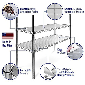 Shelf Liners for Wire Shelf System - Set of 4 in Graphite - 18 x 36 inch - Plastic Wire Shelving Shelf Mats - Made in USA