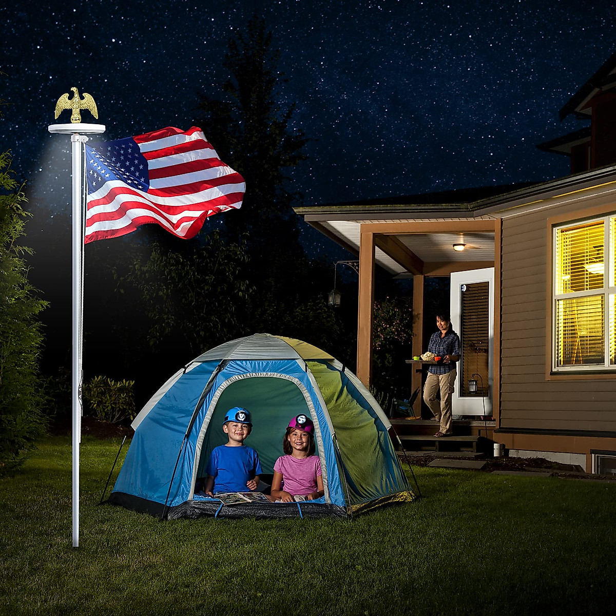 NQ Gold Flag Pole Eagle Topper Ornament, Aluminum Alloy Eagle Finial for 20'/25'/30' Telescopic/Sectional Flagpole（Gold,7inch）