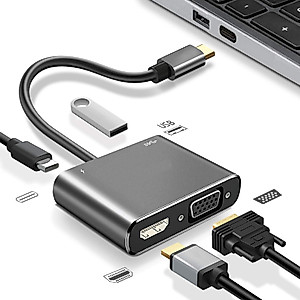 Shipenophy Type-C Hub Stable Operation 4-in-1 USB 3.0/3.1 Specifications Silver Durable Type‑C Adapter for PC Laptop Computer