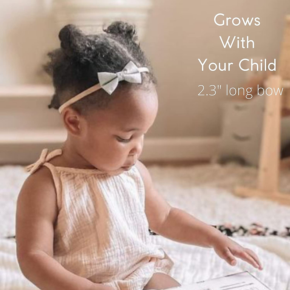 Ali+Oli Ultra-Soft Headband Bow Set Baby Girls- Handmade Baby Girl Headbands with Bows- Stretchy Nylon Hairbands for Newborn, Infant or Toddler- Baby Bow Headbands- Baby Accessories- Set of 3, Morning