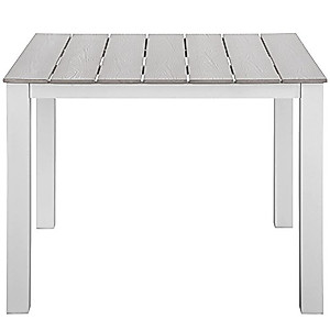 Modway Maine Aluminum Outdoor Patio 40" Dining Table in White Light Gray