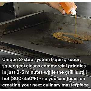 3M H-701-32OZ Scotch-Brite Griddle Cleaning, Quick Clean Liquid 701, 4 Quarts, Heavy Duty, Cleans in 3-5 Minutes, For Baked On Food and Cooking Oils, Use on Hot or Cool Griddle