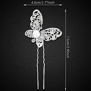 12 Pieces Butterfly Hair Pin Butterfly Hair Clips Crystal Pearl Hair Clips Bridal Wedding Hair Pins Bride Headwear Hair Accessories for Women(Charming Style)