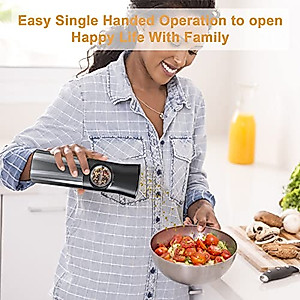 Electric Salt and Pepper Grinder Set,Gravity Automatic Salt & Pepper Grinder with Dual Charging Base，Adjustable Coarseness Mills salt grinder, White LED Light, Dust Cap, One Hand Operation，2 Pack