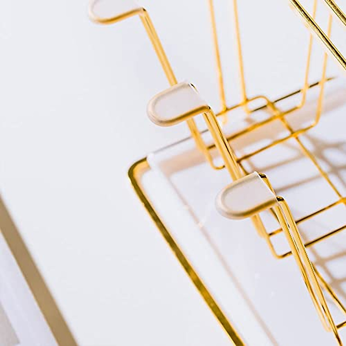 YISMAN Metal Cup Drying Rack with 6 Hooks, Bottle Drying Rack with Drain Tray,Coffee Mug Holder,Mug Organizer Golden