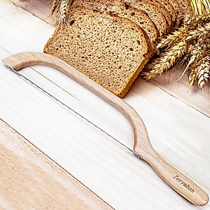 Zerymhan Wooden Sourdough Bread Knife,16" Serrated Bread Cutter for Homemade Bread,Bagels, Baguettes and More,Bow Bread Knife,Fiddle Bow Design Easy to Cutting,Premium Carbon Steel