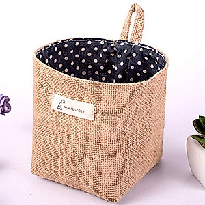 Cabilock Fashion Cotton and Linen Wall Mounted Storage Bag Hanging Bag Over The Door Sundries Organizer for Bedroom Living Room Bathroom (Random Pattern)