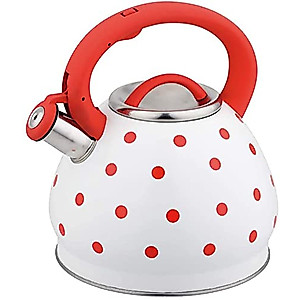 HEIMP Stovetop Whistling Kettle, Stainless Steel Teapot, Thickened Composite Bottom Kettle, Durable Universal for All Stove Types, Including Gas Stove, Induction-Red Teapot (Color : Red)