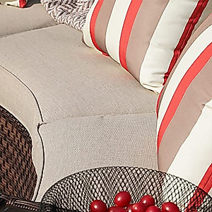 SUNSITT 4-Piece Outdoor Half-Moon Sectional Wicker Sofa Set Patio Furniture, Brown PE Rattan and Beige Cushions