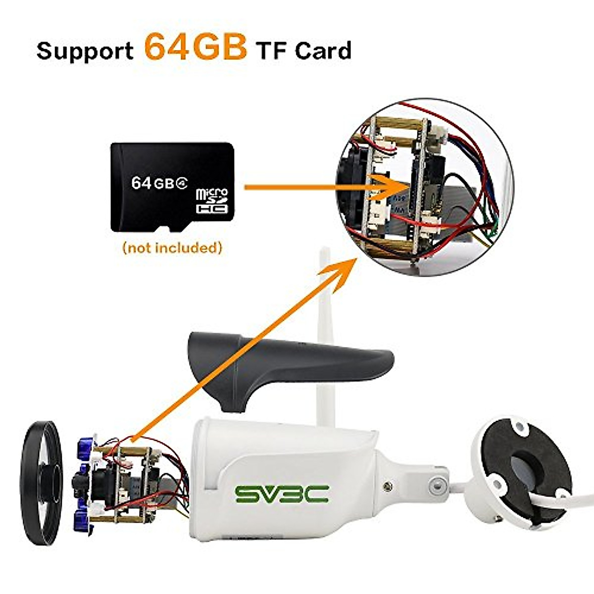 SV3C WiFi Camera Outdoor, IP Wireless 1080P Full HD Security Home Surveillance Camera, IP66 Waterproof, Night Vision, Motion Detection, Support Max 64GB SD Card(Not Included)