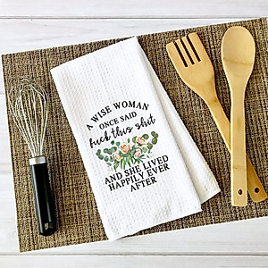 ZJXHPO A Wise Woman Once Said This Shit She Lived Happily Ever After Retirement Gifts for Coworker Divorce Towel Gift Feminist Gift (Fuck This Shit Towel)