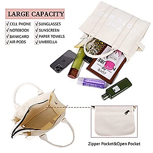 Hopstar Canvas Tote Bag for Women with Zipper Guitar Strap Crossbody Bags Shoulder Handbags Designed in the USA