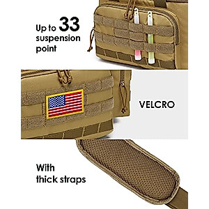 TACTICISM Tactical Lunch Box for Men, 30 Cans Leakproof Lunchbox, Insulated Lunch Bag Adult, Portable Soft Cooler Bag with Detachable MOLLE Pouch for Camping Fishing Beach Picnic Work, Brown