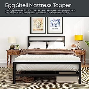 Nutan Breathable 1-inch Convoluted Egg Shell Design Mattress Topper | High-Performance Supporting Bed Pads with Effective Softness, Relaxing Bed Toppers for Back Pain and Better Sleep, Queen, White