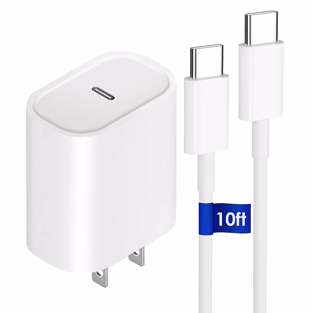 Kopatesun iPhone 15 Charger, 20W USB C Fast Charger for iPad Pro 12.9/11 inch, iPad Air, iPad 10th Gen/Mini 6, PD Wall Charger with 10 Foot USB C to C Charging Cable