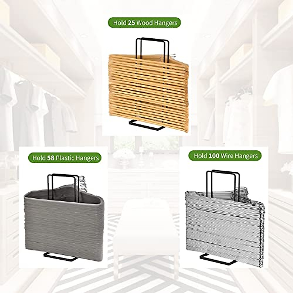 Hanger Organizer Rack Hanger Stacker Holds up 110 Wire Clothes Hangers for Laundry Room Closet Space Saving,Hanger Rack Storage is Especially Suitable for Adults and Baby Standard Velvet Hangers