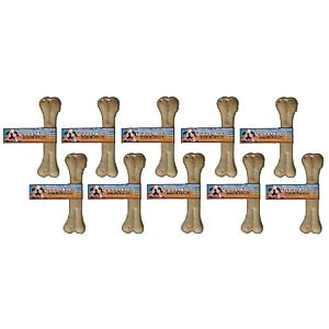 Loving Pets Dlv4706 10-Pack Natures Choice Natural Pressed Rawhide Bones For Dogs, 6-1/2-Inch