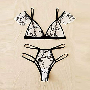 Garter Lingerie, Lace Bodysuit for Women Strappy Lingerie Sexy Lengerie Sex Ladies Underwear Embroidery Bra Underwear Small Floral Underwear Black Lingerie Bodysuit Adullt Toys / (XXL, White)