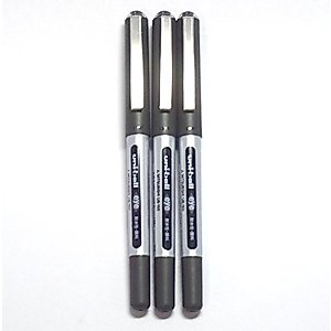 Uni-ball Eye Rolling Ball Pen, Extra Fine Point 0.5mm, Black Ink, 3 pens per Pack (Japan import) [Komainu-Dou Original Package]